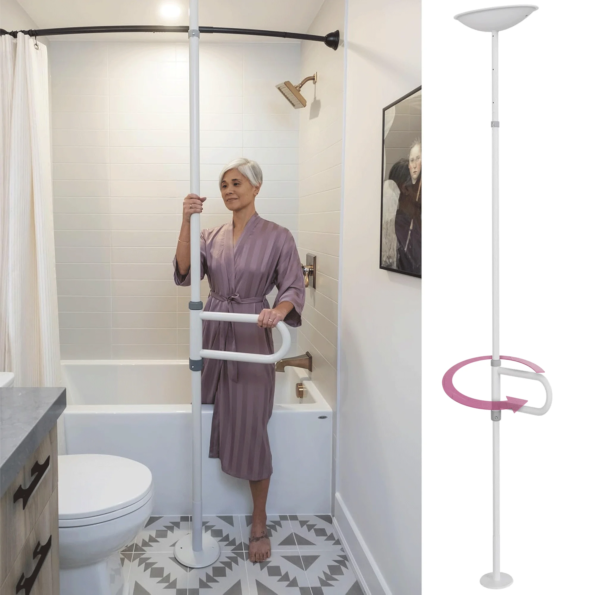 HealthCraft Products - uPole™ with Pivot Bar Transfer Pole (7-10 Feet)